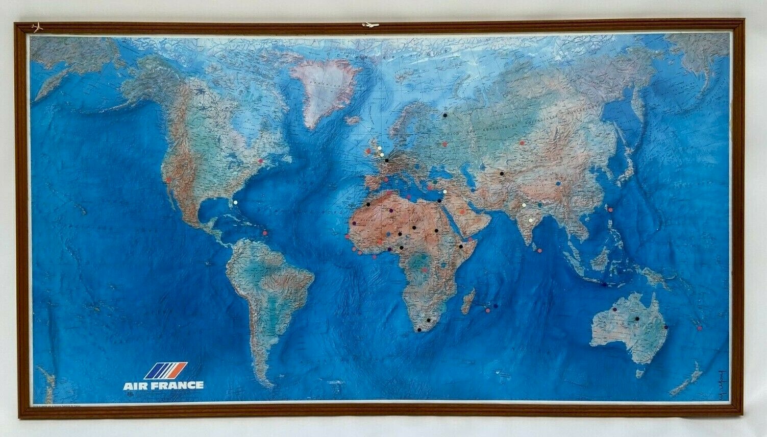 PLANISPHERE MURAL AIR FRANCE PAR MOREL IGN 1960 PETIT DUPONT L618 - Vendu