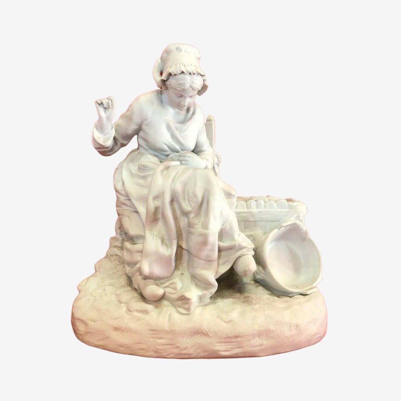 QUINTER : IMPORTANT GROUPE EN BISCUIT / PORCELAINE FEMME CHAT SIGNÉ H ...