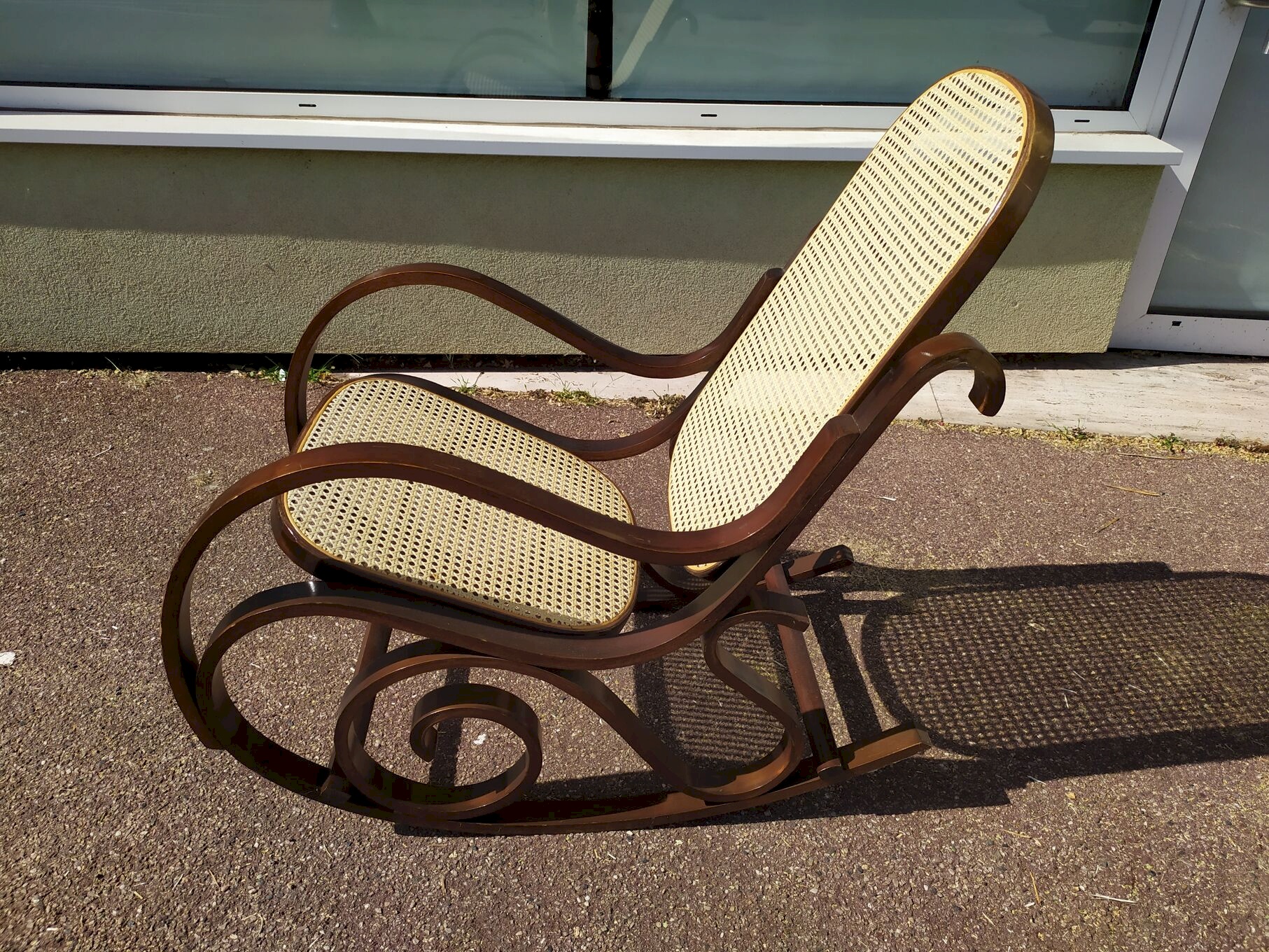 Rocking-chair cannage bois Vintage/Vintage Naturel/Marron - Vendu
