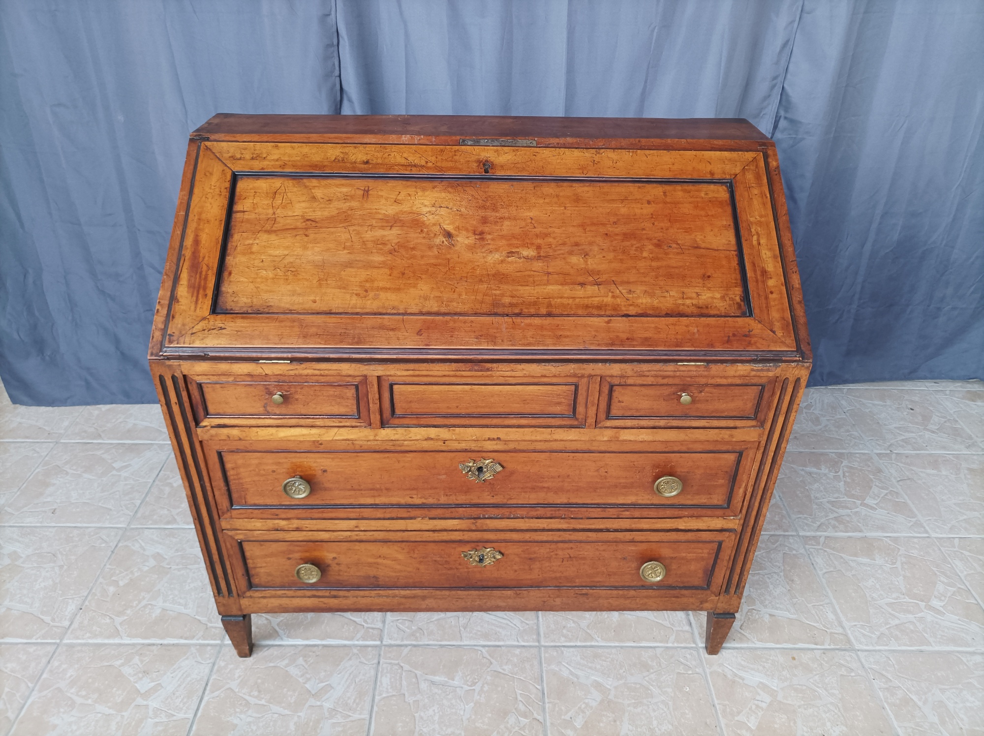 Scriban Louis XVI en merisier 18ème Classique Naturel Bois