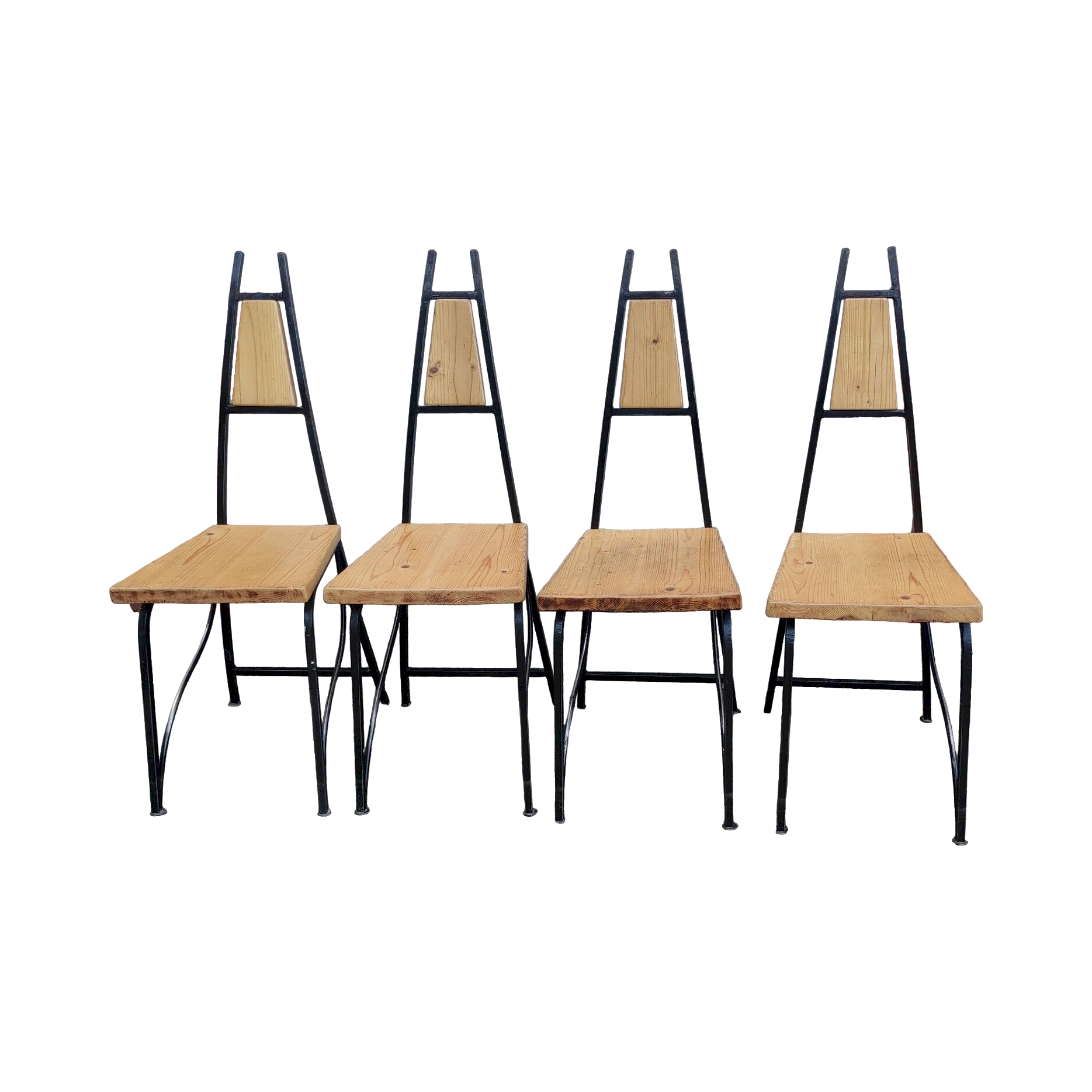 Série de Chaises Vintage style Industriel/métal et bois/indus/déco loft ...