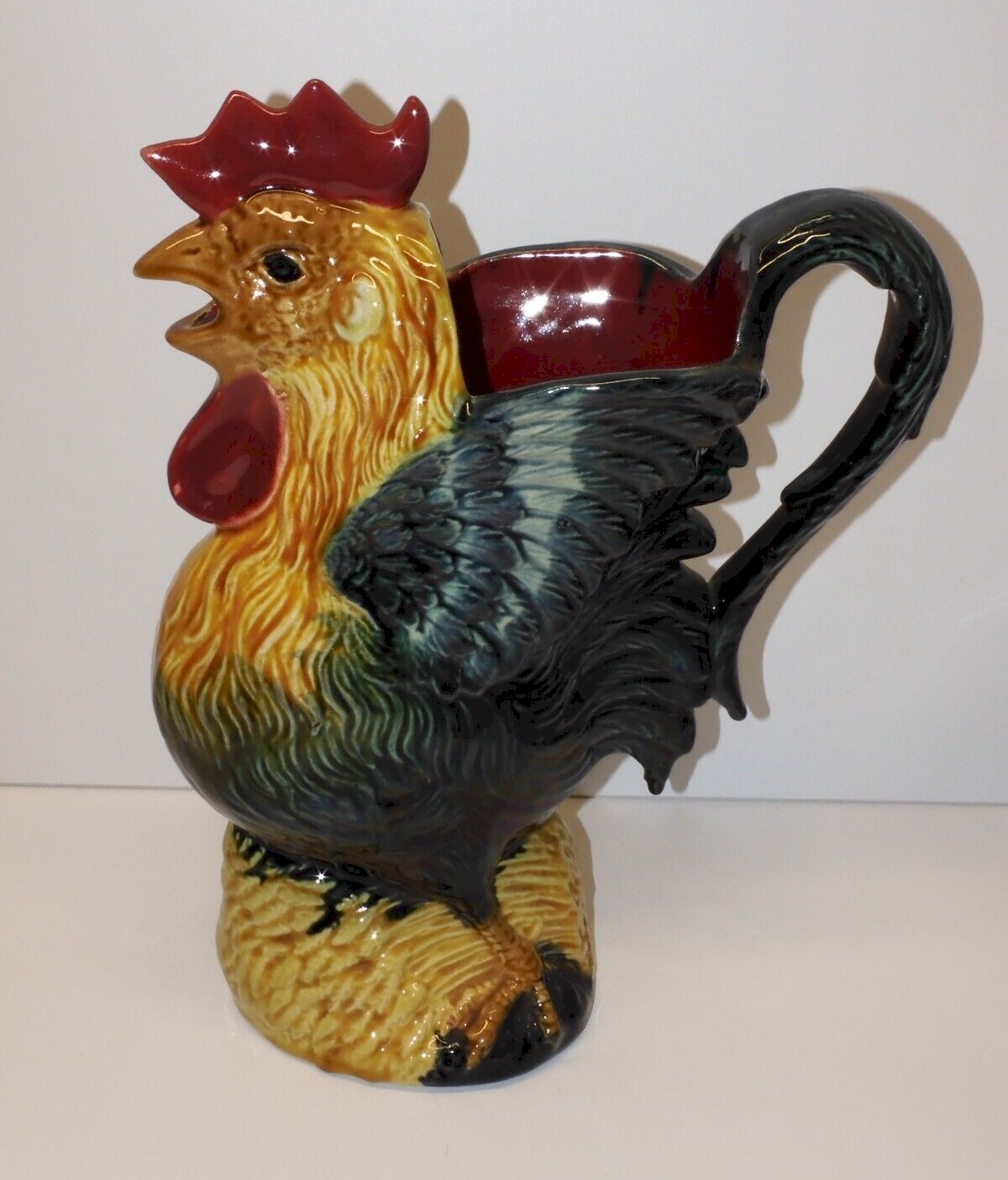 *SUPERBE PICHET COQ BARBOTINE AILES DEPLOYEES ORCHIES EB3 déposé ...