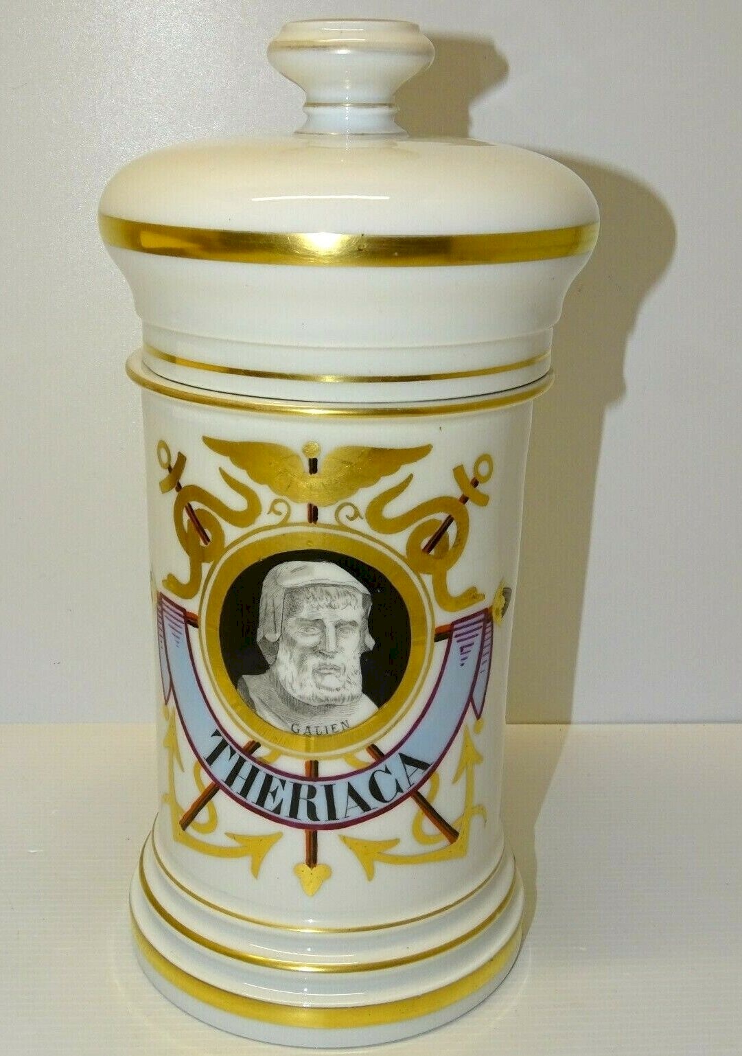 *SUPERBE POT de PHARMACIE PORCELAINE de PARIS THERIACA GALIEN ...