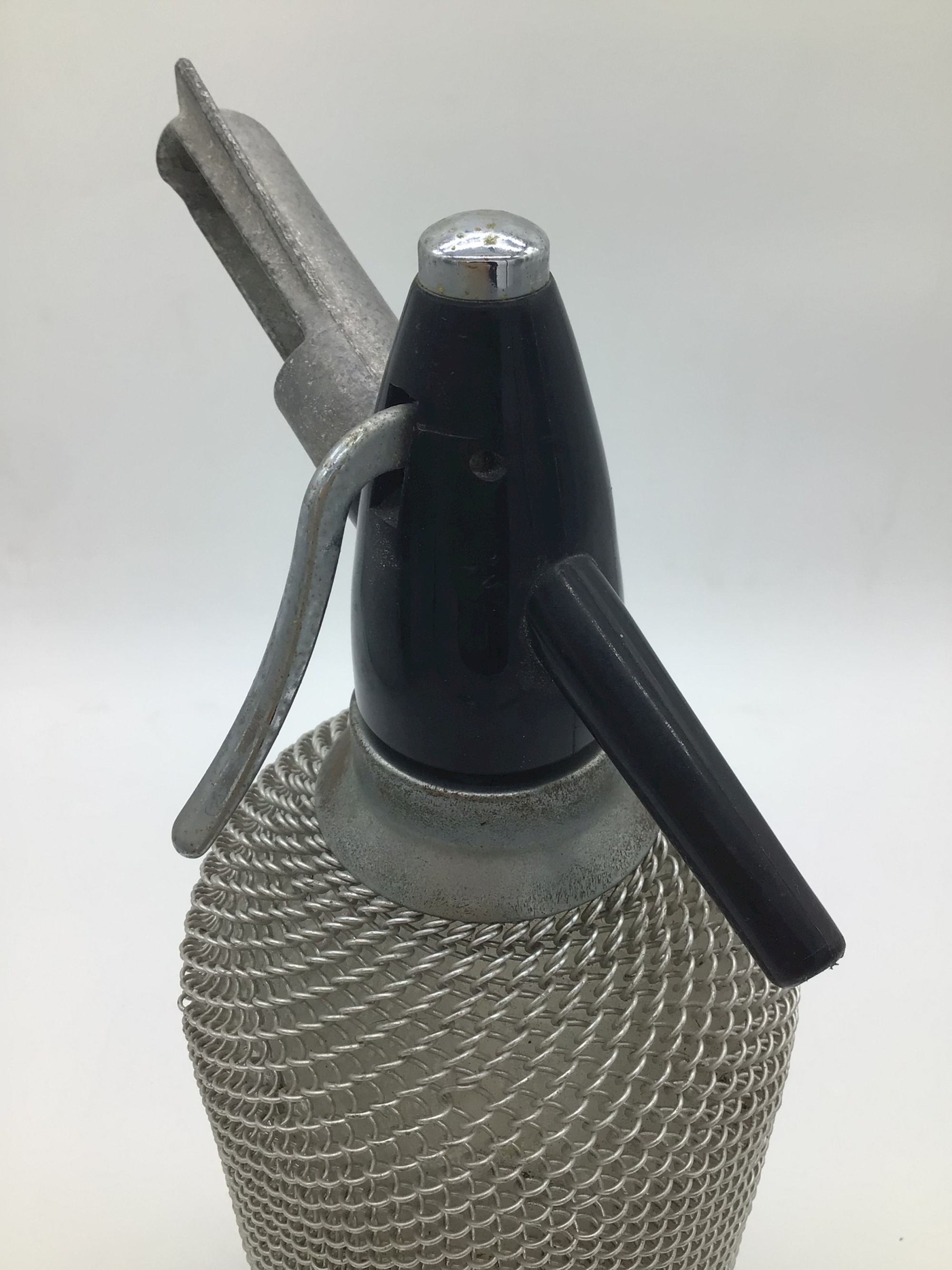 Superbe siphon ancien Argenté Métal/Verre