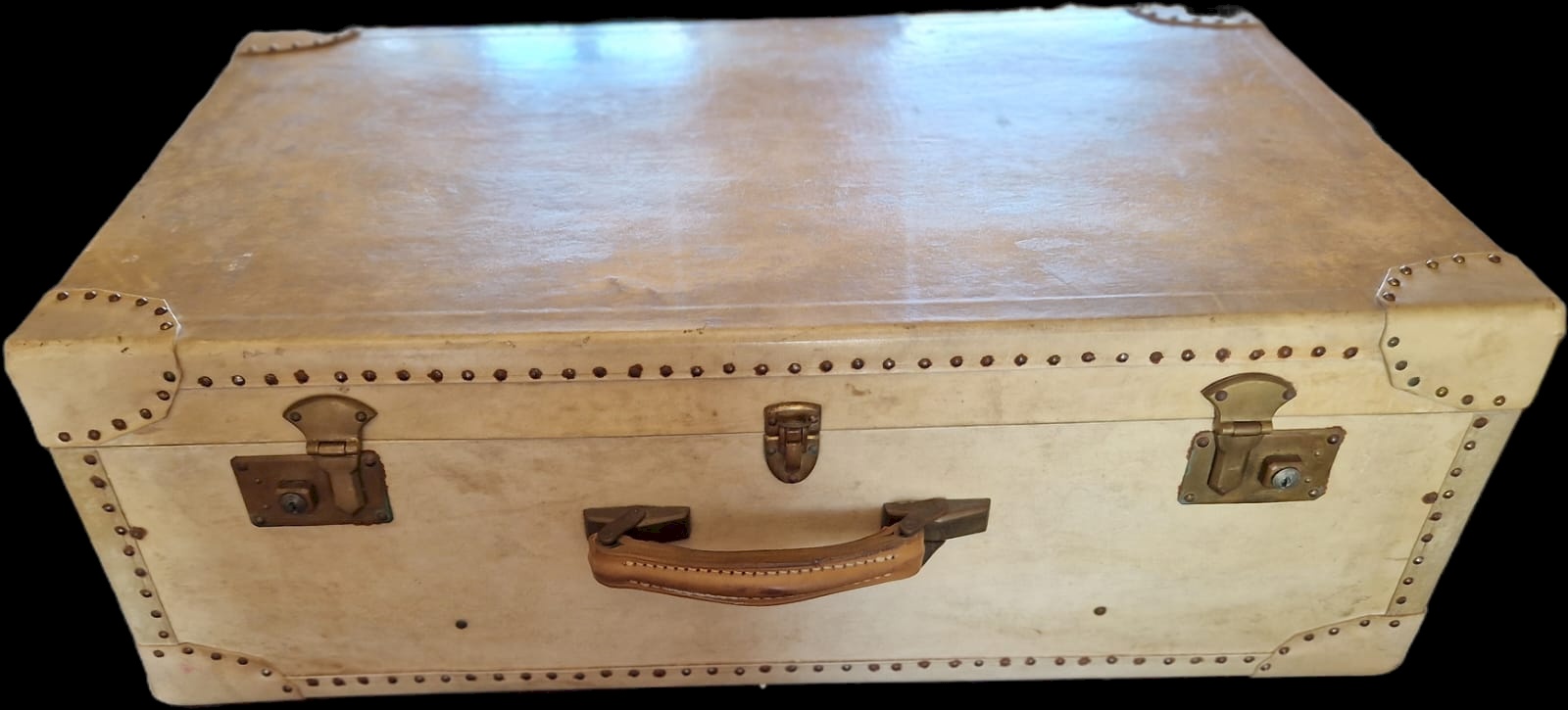 ⚜️ Superbe valise malle de luxe Au Départ Beige/Blanc Cuir