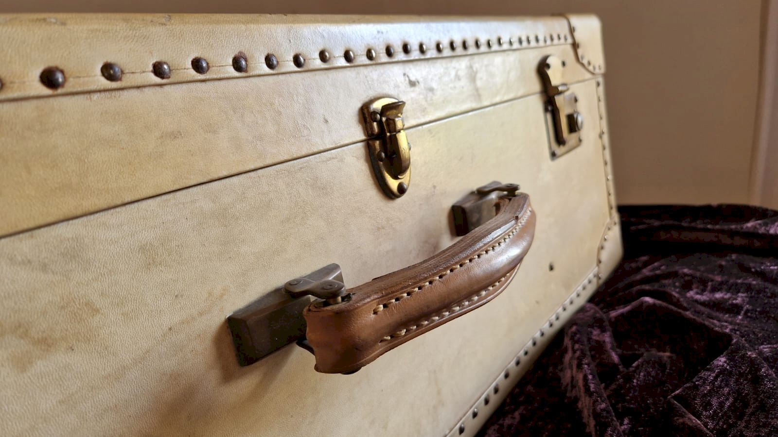 ⚜️ Superbe valise malle de luxe Au Départ Beige/Blanc Cuir