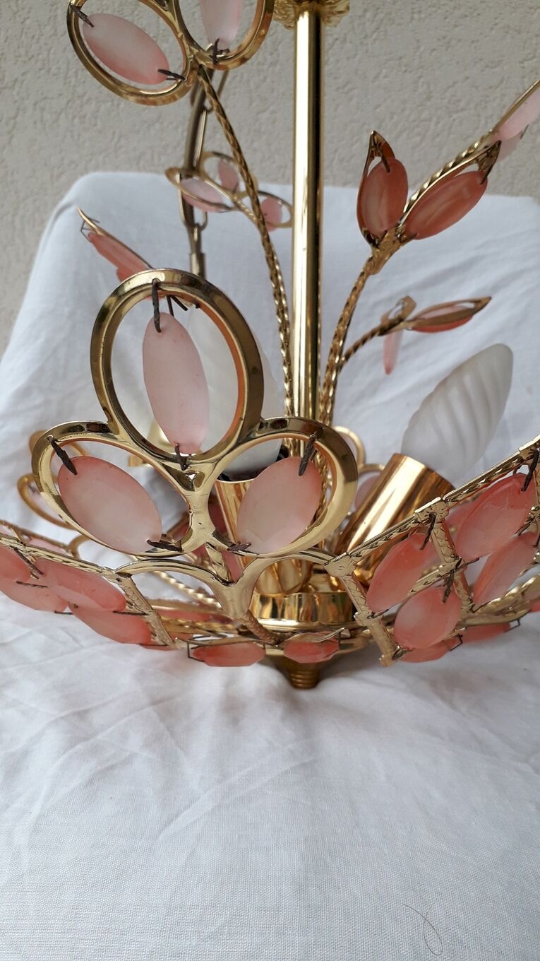 Suspension rose et or Marron Métal