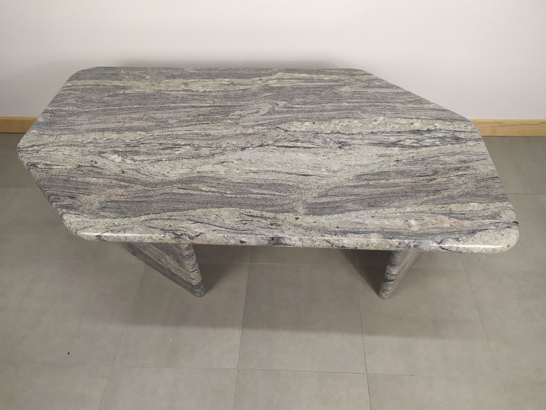Table basse granite gris marbre Vintage - Vendu