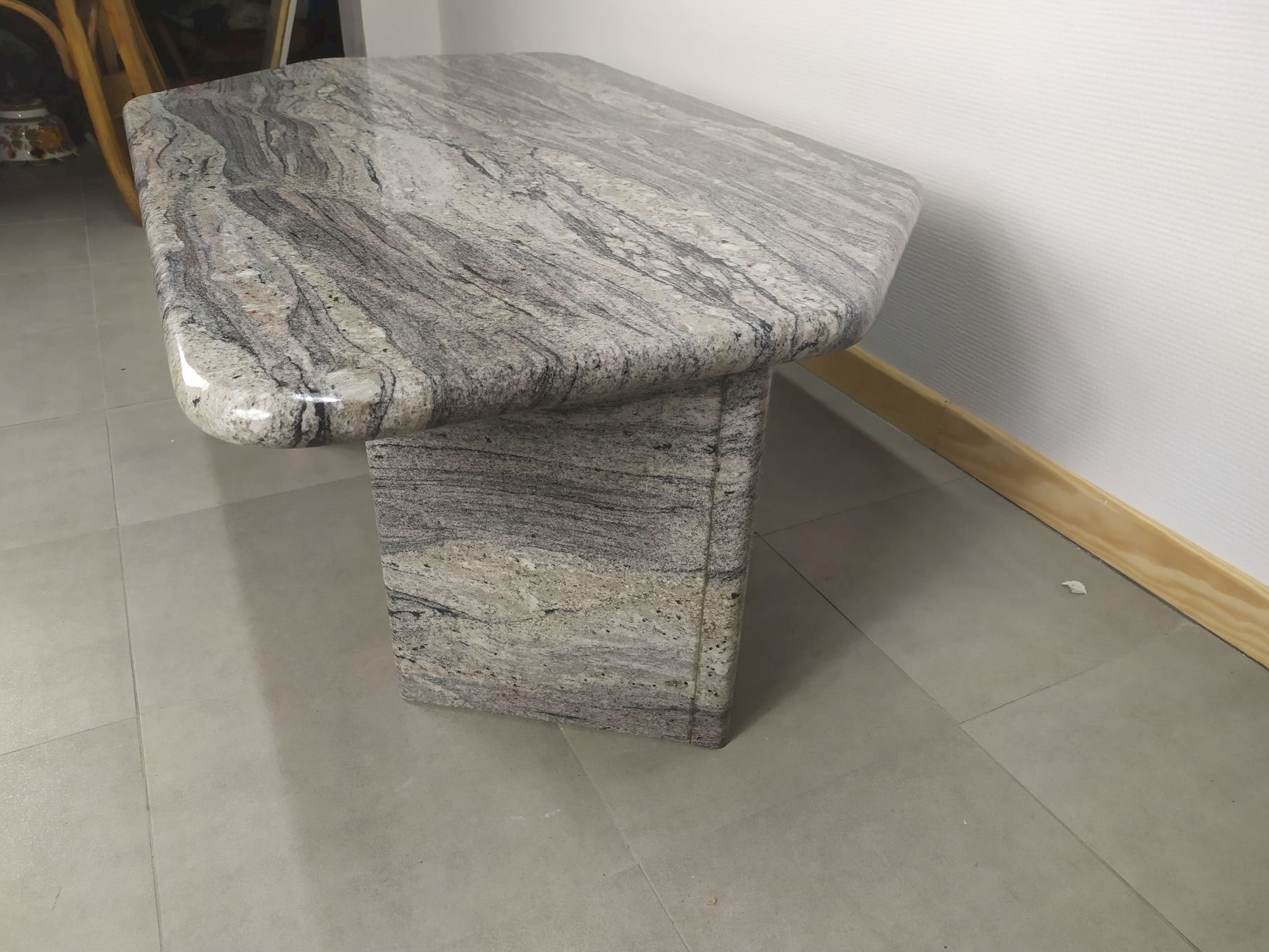 Table basse granite gris marbre Vintage - Vendu