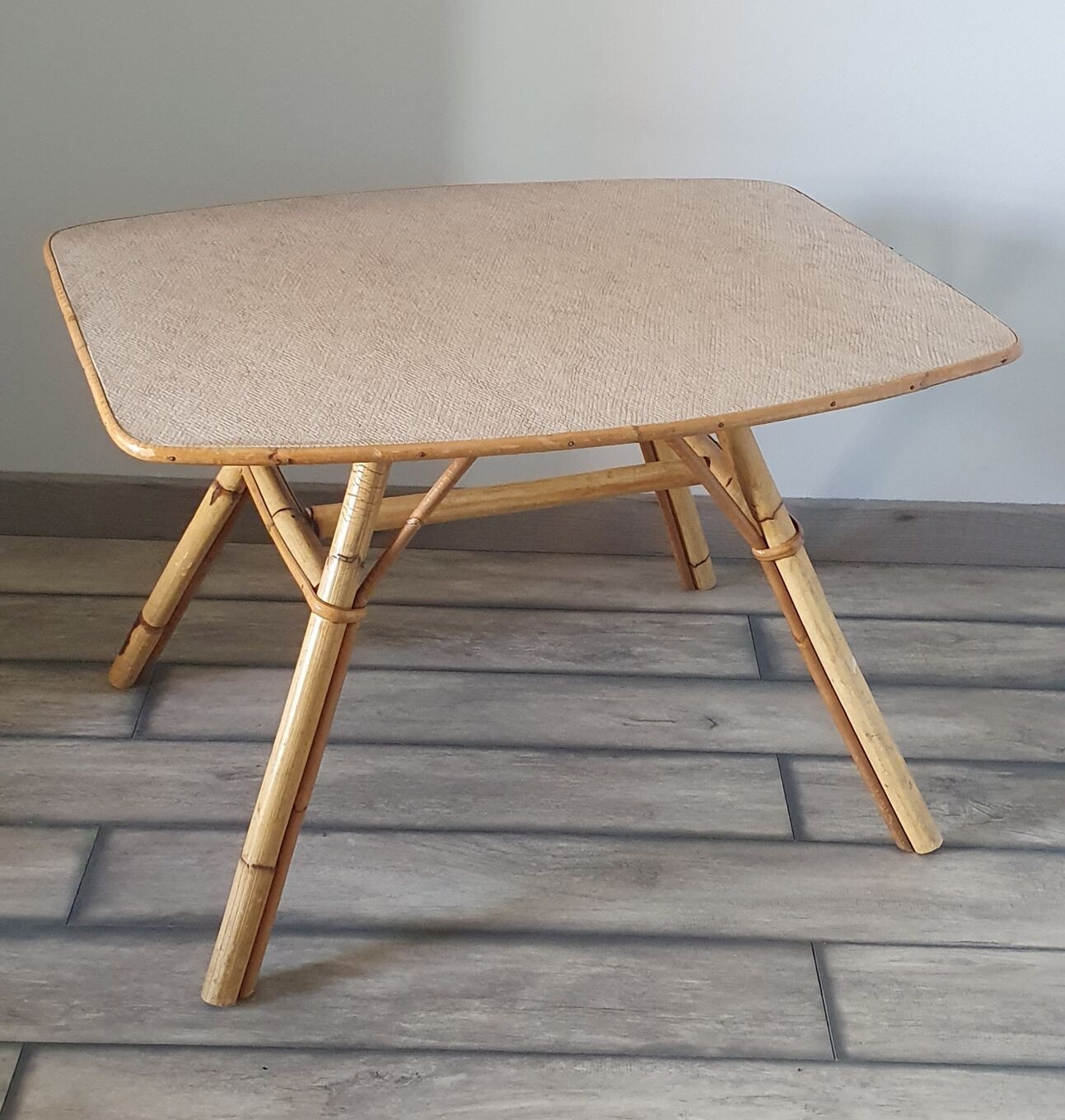 Table en rotin Vintage/Vintage Marron/Beige Rotin/Rotin