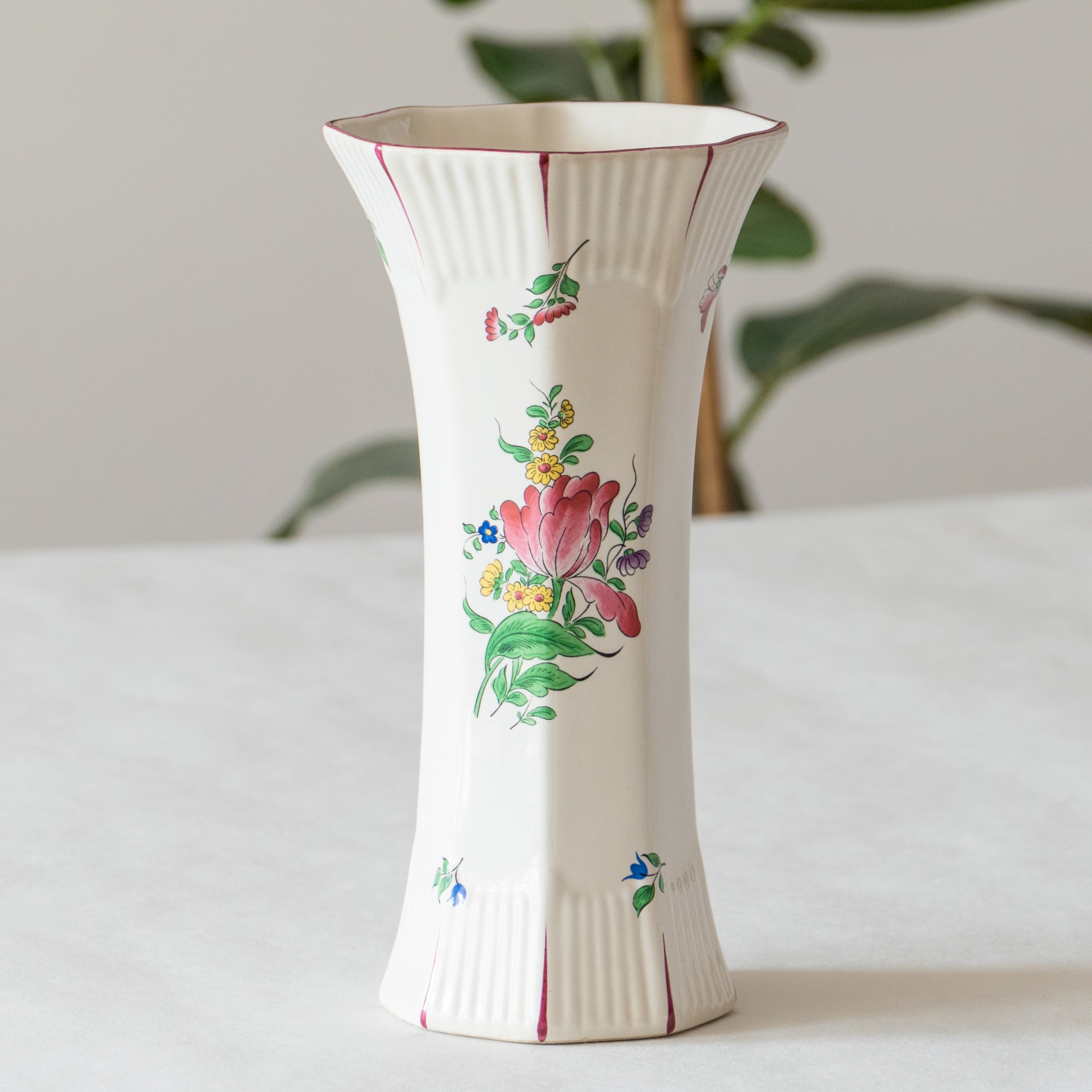 Vase à pans KG Lunéville St Clément Reverbere Blanc/Multicolore/Rose ...