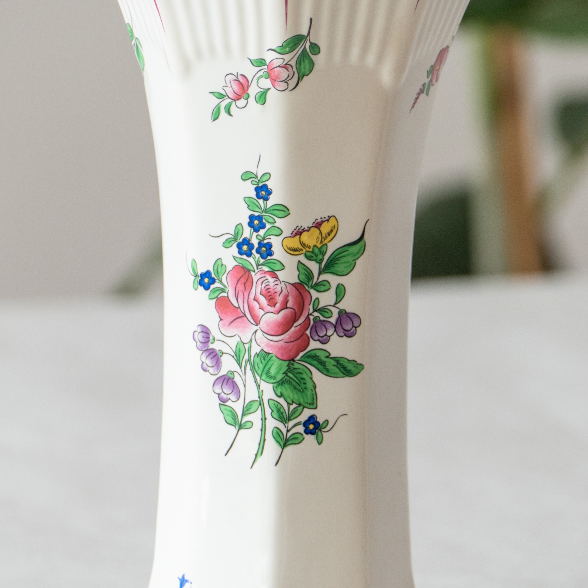 Vase à pans KG Lunéville St Clément Reverbere Blanc/Multicolore/Rose ...