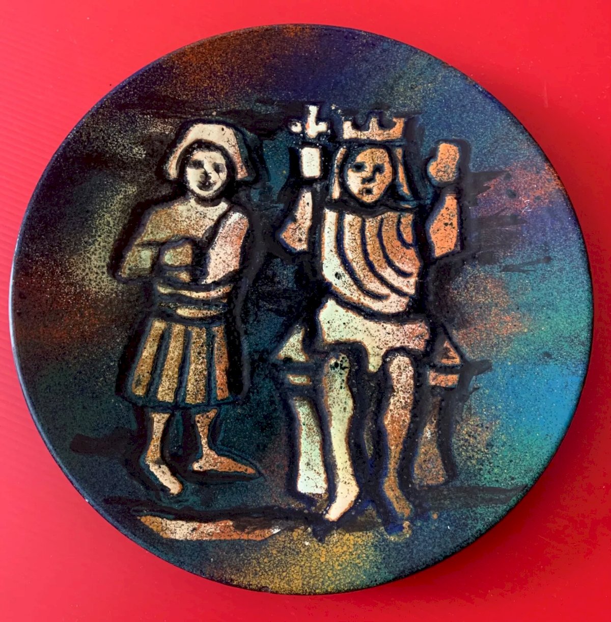Vintage Dekor Zagreb Rucni Rad Enamel Metal Plate medieval decor ...